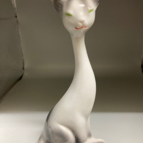 Long Neck Porcelain Cat - Etsy