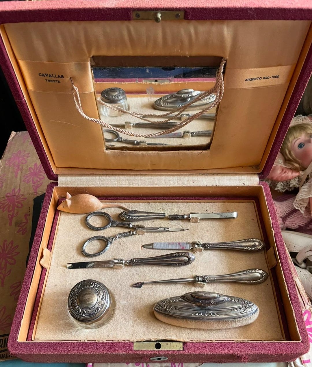 Antique , Cased Silver Manicure Set ,marked 800, Scissors - Etsy