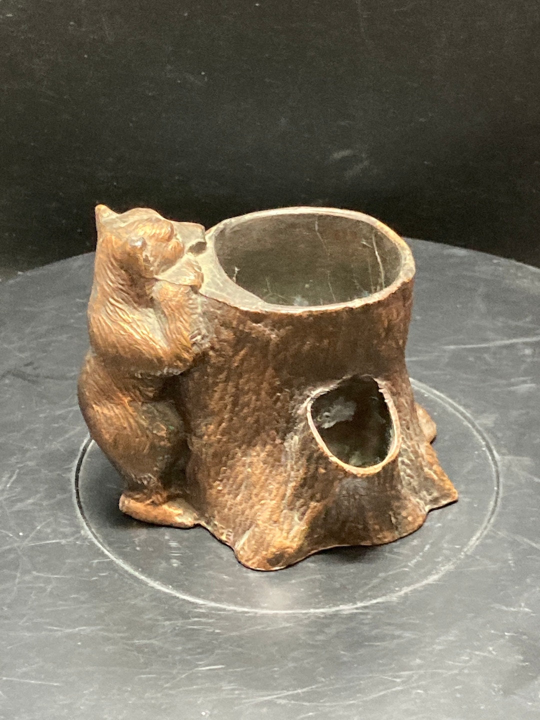Vintage Bronze Colour Heavy Metal Bear Model With Candleholder (?) in ...