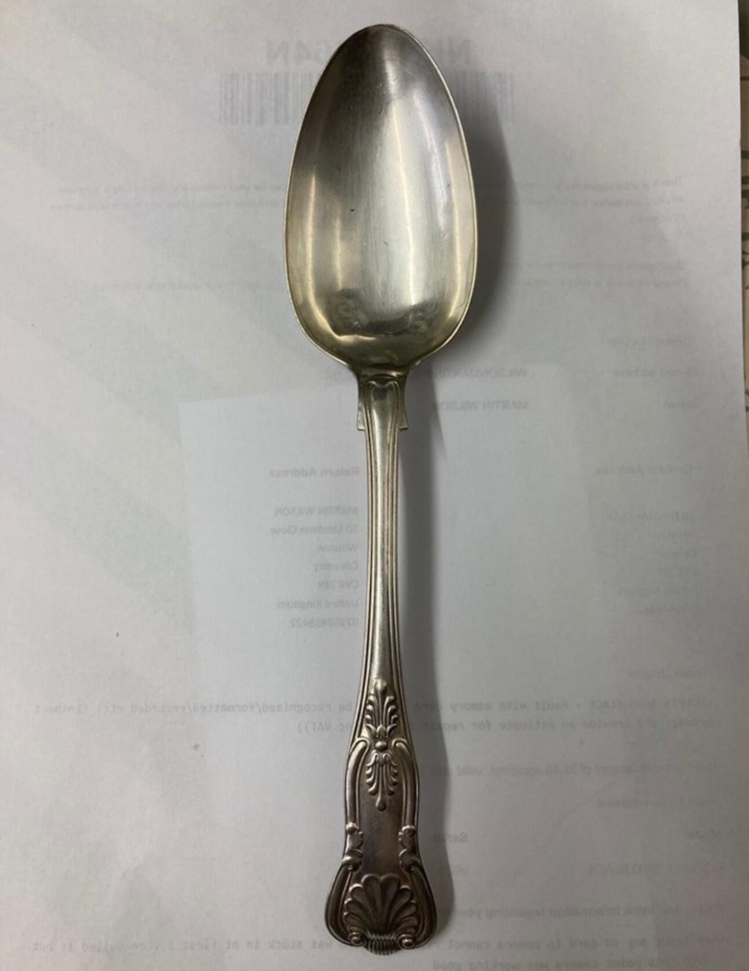 Vintage ,white Metal,massive Marked Extra Large Table Spoon With Queen ...