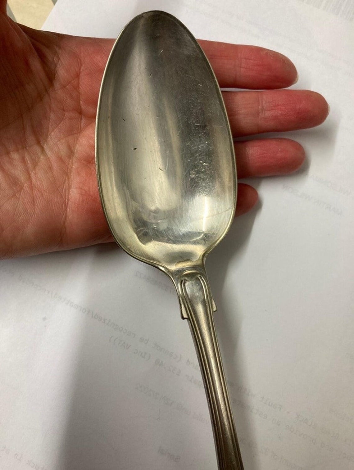 Vintage ,white Metal,massive Marked Extra Large Table Spoon With Queen ...