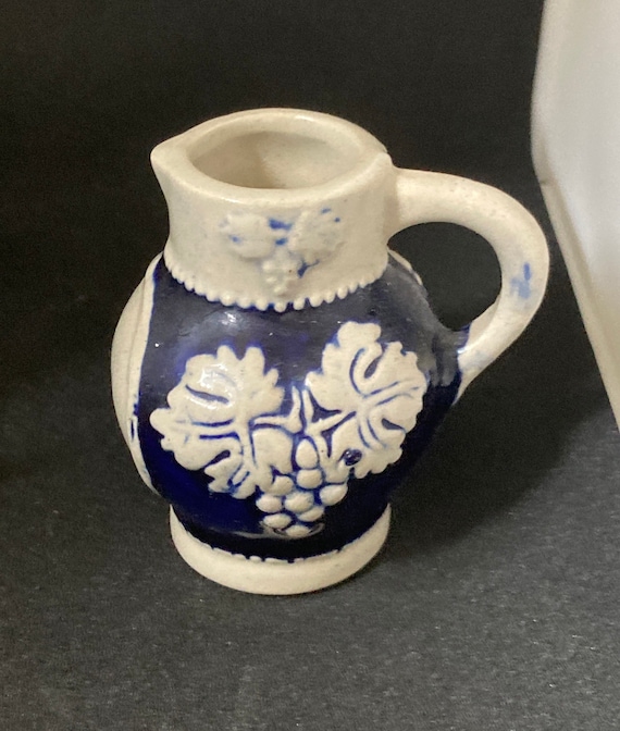 Antique Vintage Small German Jug in Relief With Blue and - Etsy
