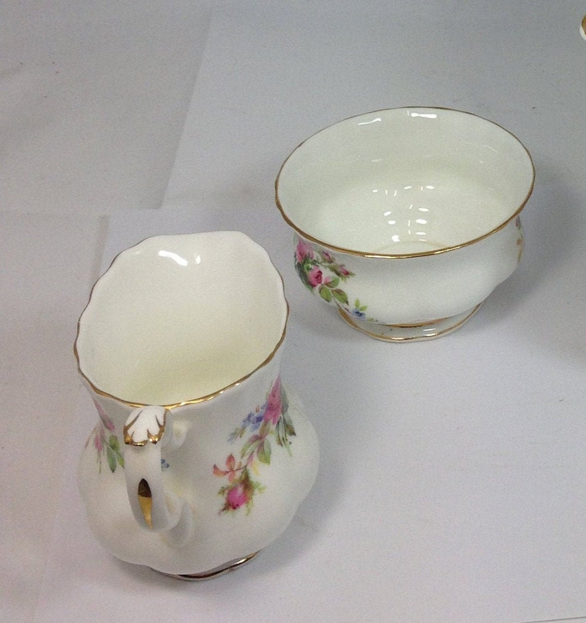 Vintage Royal Albert Bone China Moss Roses Set of Sugar Bowl | Etsy