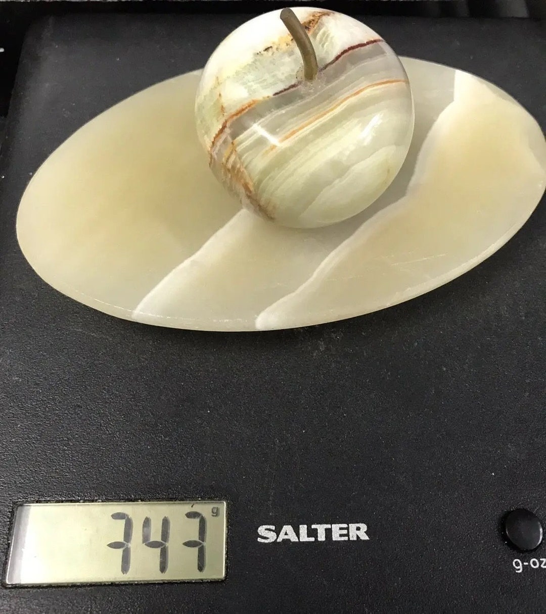 Onyx Paperweight and Pill Dish,original Nice Colour With Strips - Etsy