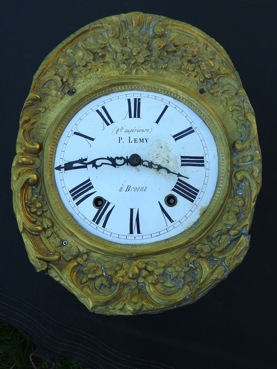A Late 18thc French Enamel Dial Comptoise Clock With Embossed Foliate ...