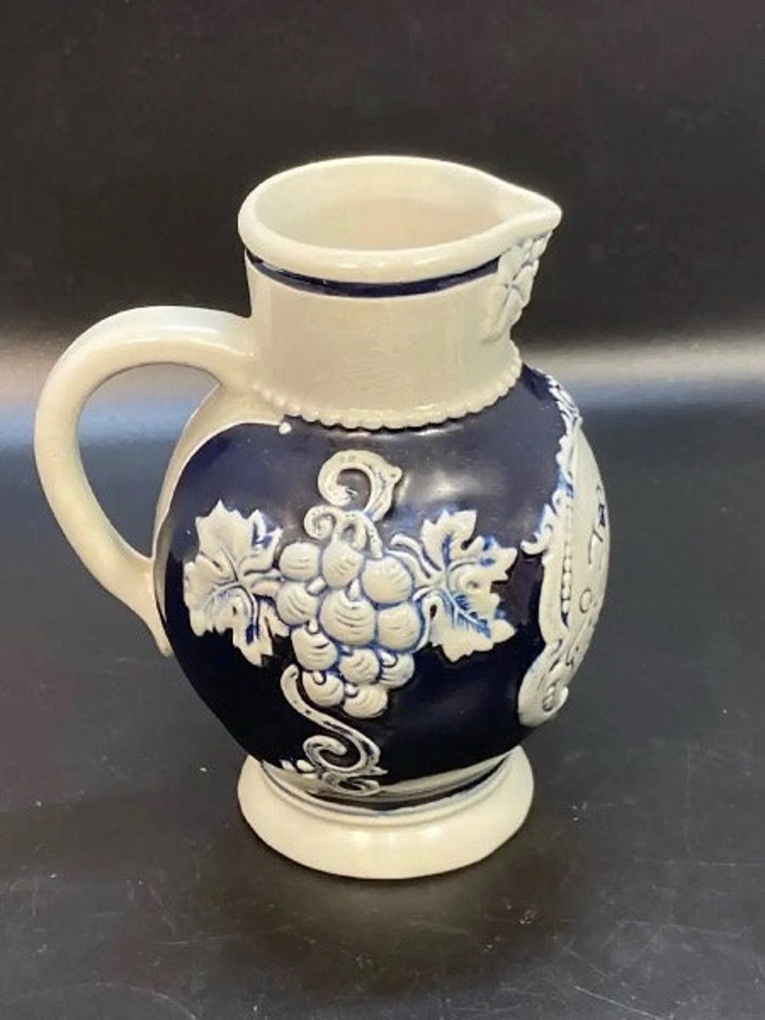 Antique, Vintage Medium Size Italian Jug in Relief With Blue and White ...