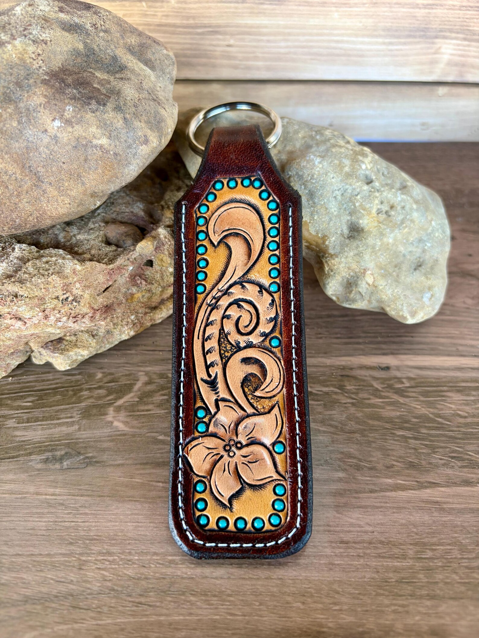 Western Tooled Key Chain - Etsy