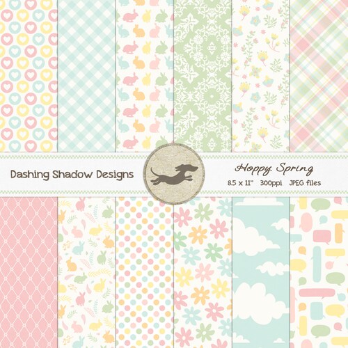 Easter Bunny Digital Paper Spring Rabbit Digital Paper - Etsy