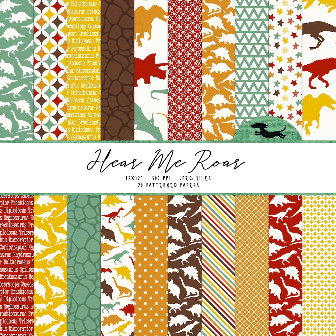 Dinosaur Digital Paper, Scrapbook Paper, Dinosaur Pattern, Printable ...