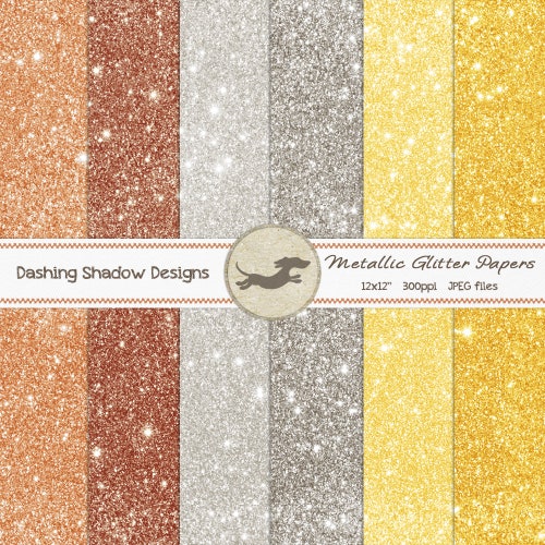 Gold and Silver Glitter Digital Papers Scrapbook Papers Black - Etsy