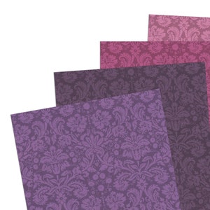 Purple Damask Digital Paper, Scrapbook Paper, Damask Pattern, Printable ...