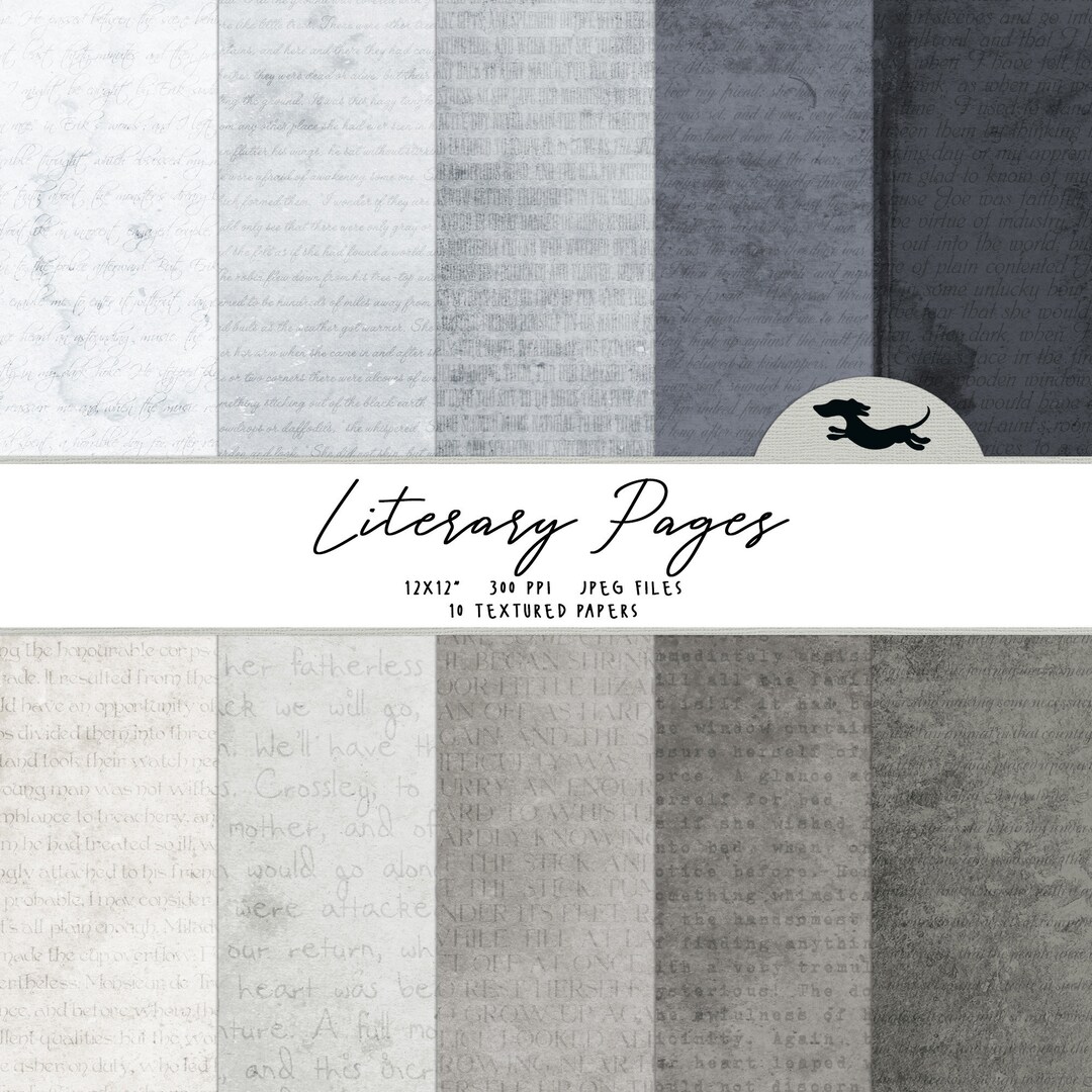 Grey Grunge Digital Paper, Vintage Scrapbook Paper, Silver Literary ...