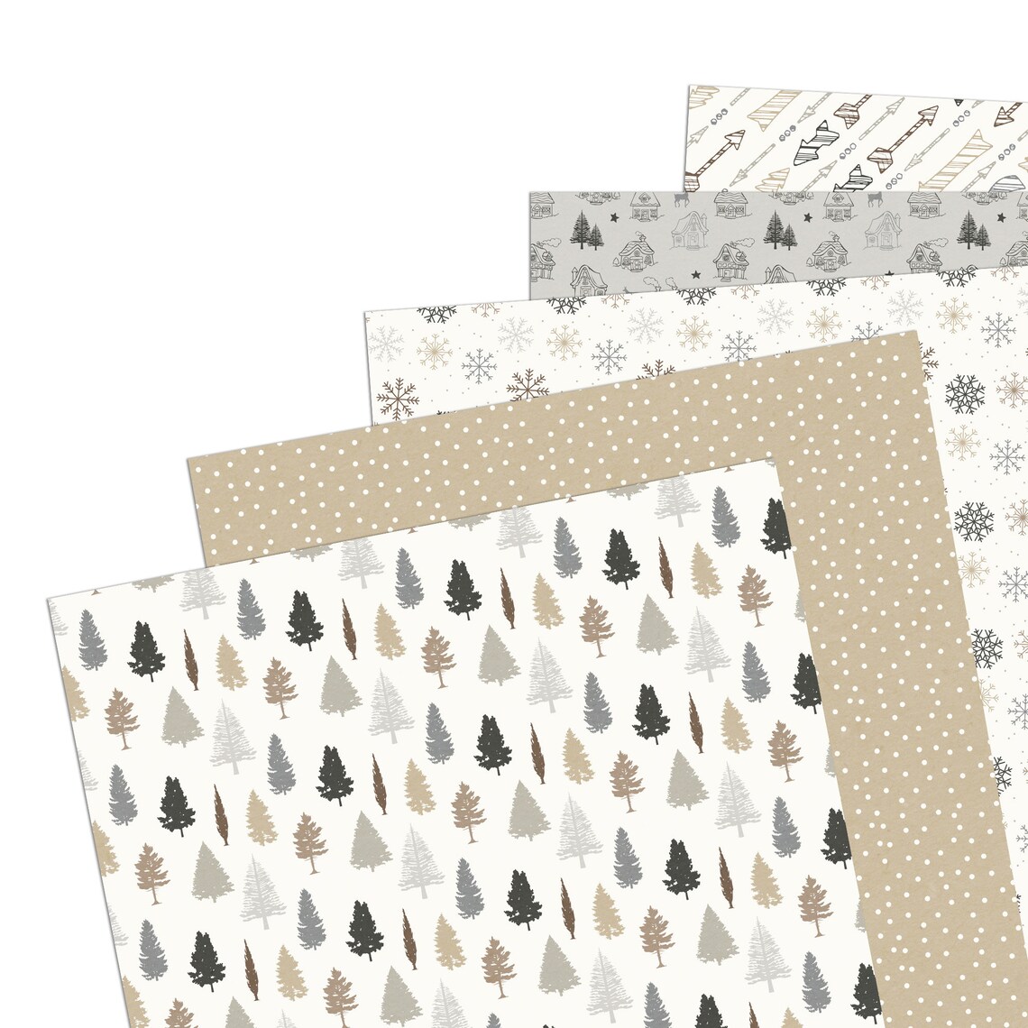 Winter Digital Paper, Scrapbook Paper, Neutral Winter Pattern ...