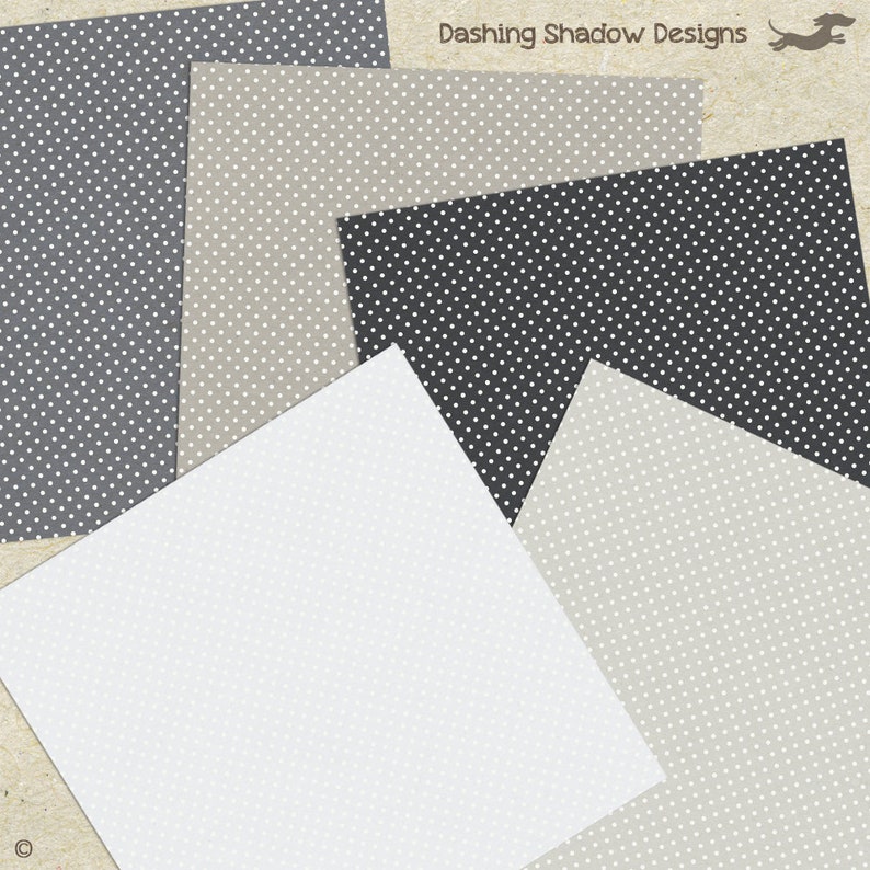 Digital Printable Scrapbook Craft Paper Dotty in Grey Shades - Etsy ...