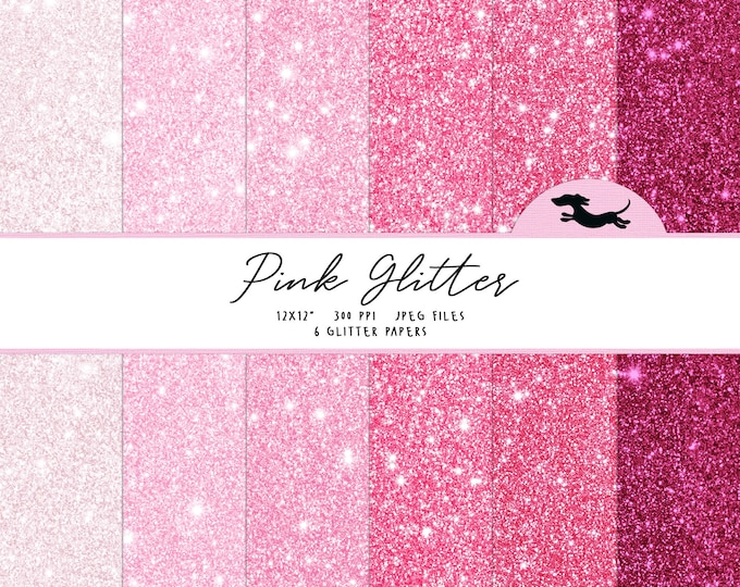 Pink Glitter Digital Paper, Scrapbook Paper, Printable Scrapbook Paper ...