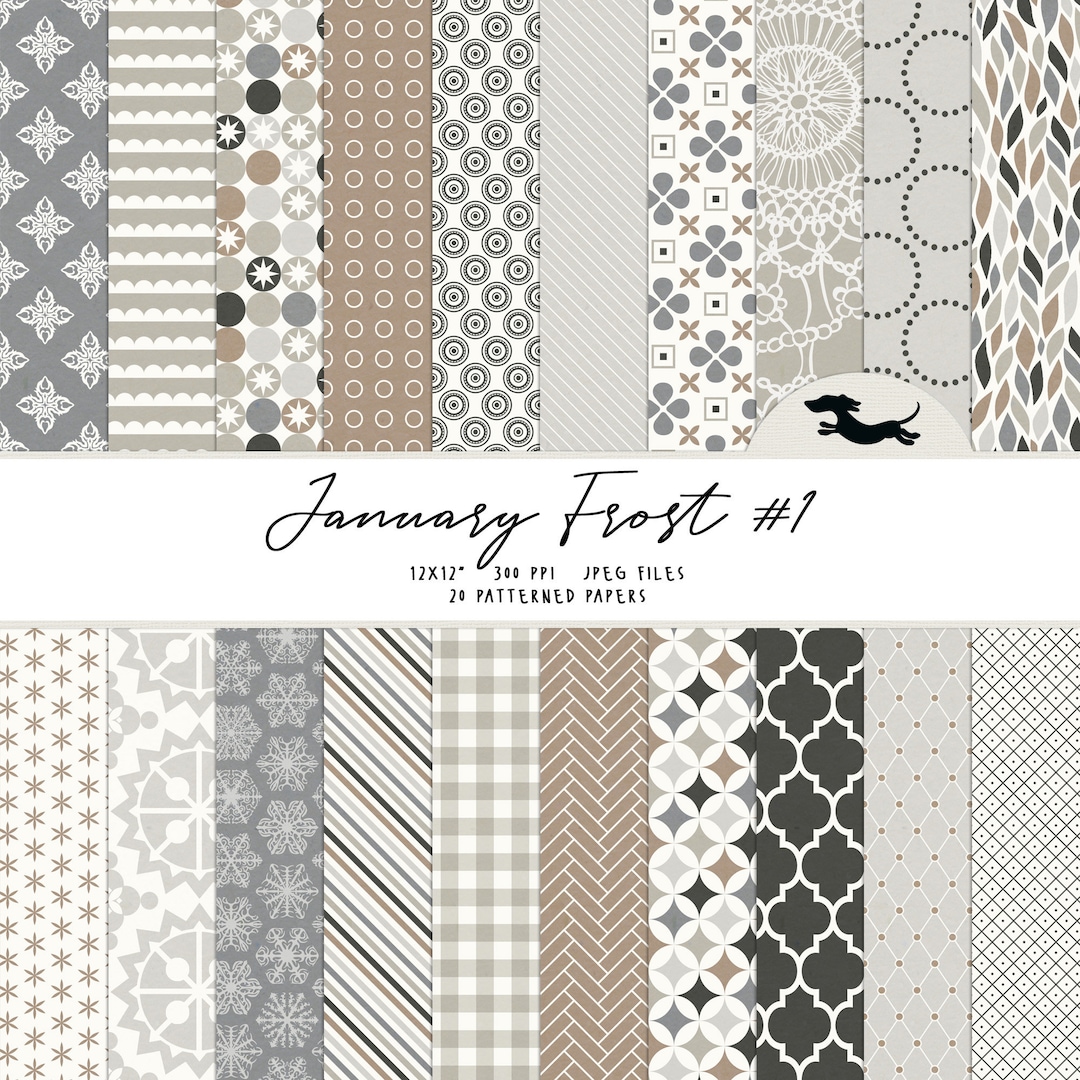 Winter Digital Paper, Scrapbook Paper, Neutral Winter Pattern ...