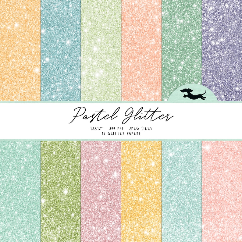 Pastel Glitter Digital Paper, Scrapbook Paper, Glitter Paper, Printable ...