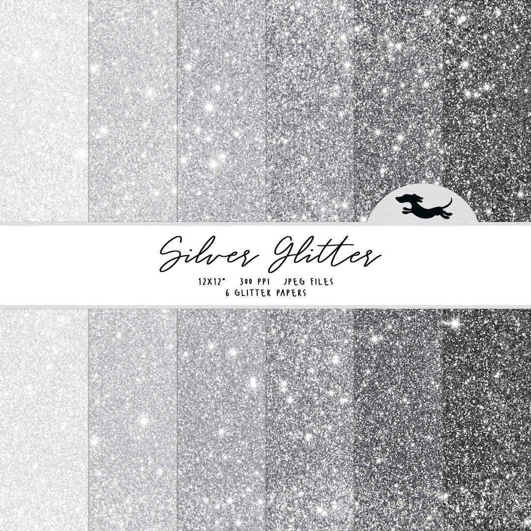 Silver Glitter Digital Paper, Scrapbook Paper, Glitter Pattern ...