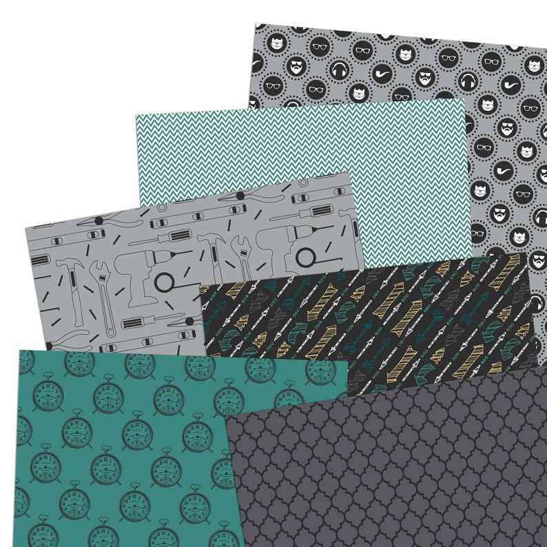 Masculine Digital Paper, Scrapbook Paper, Printable Scrapbook Paper for ...
