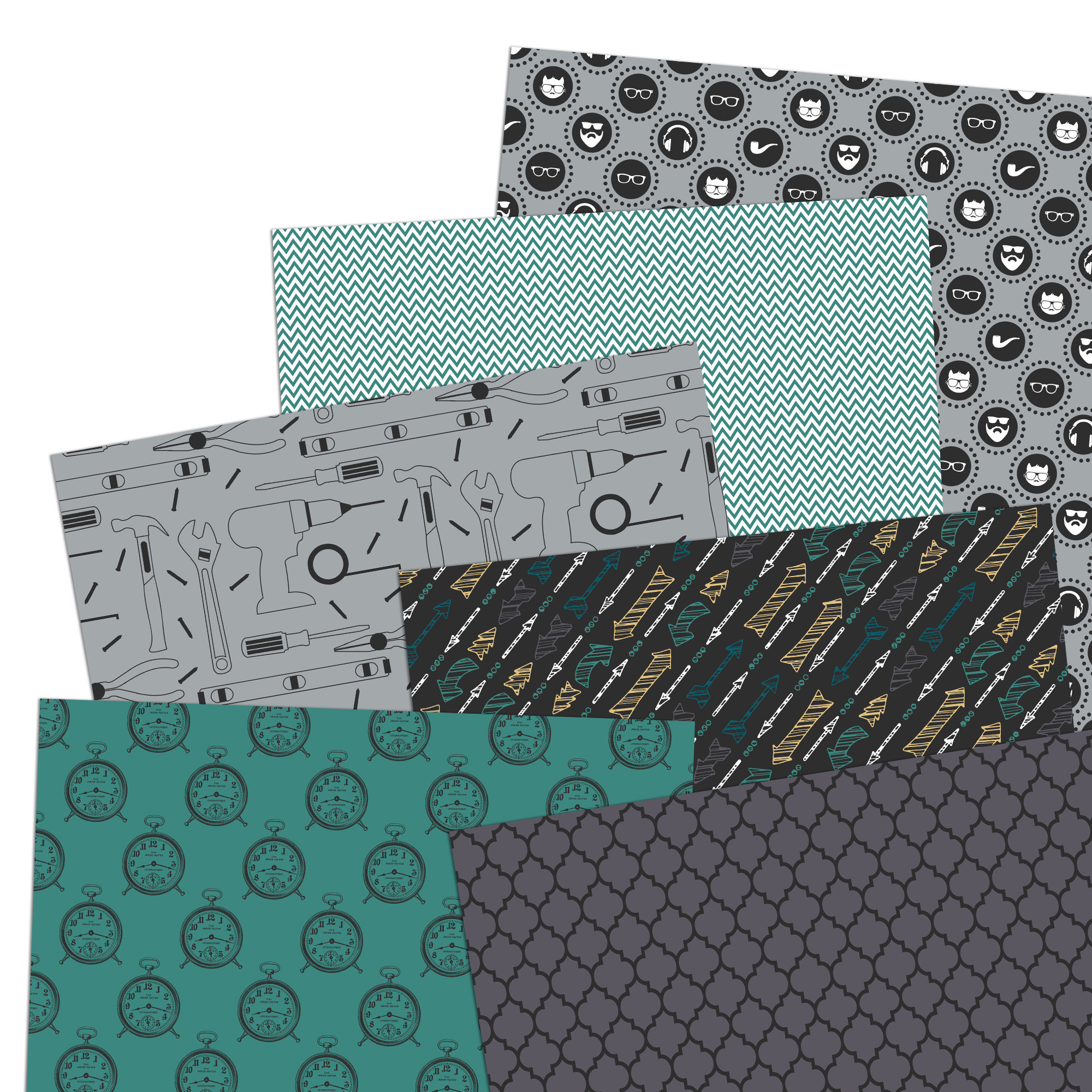 Masculine Digital Paper, Scrapbook Paper, Printable Scrapbook Paper for ...