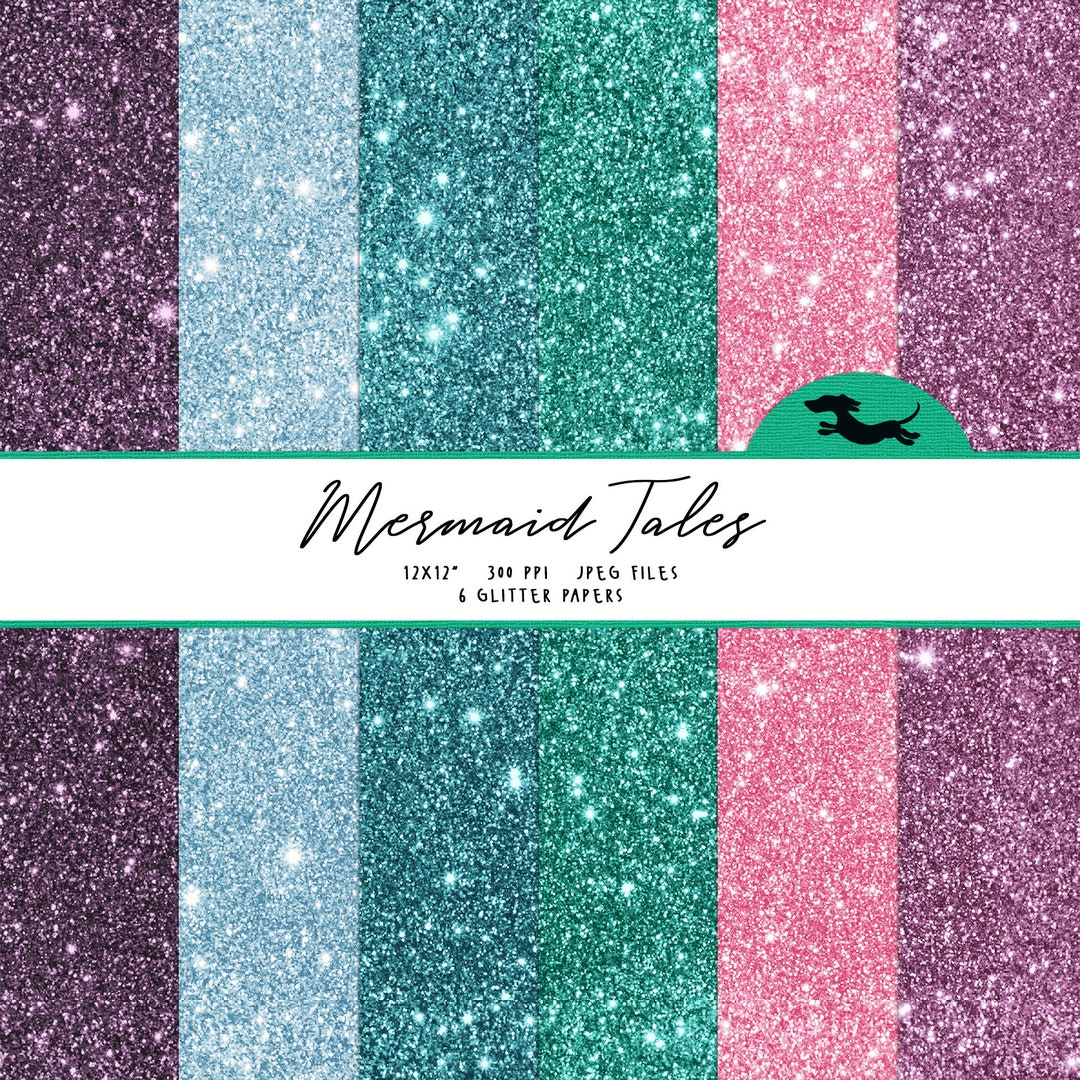Mermaid Glitter Digital Paper, Scrapbook Paper, Glitter Paper ...