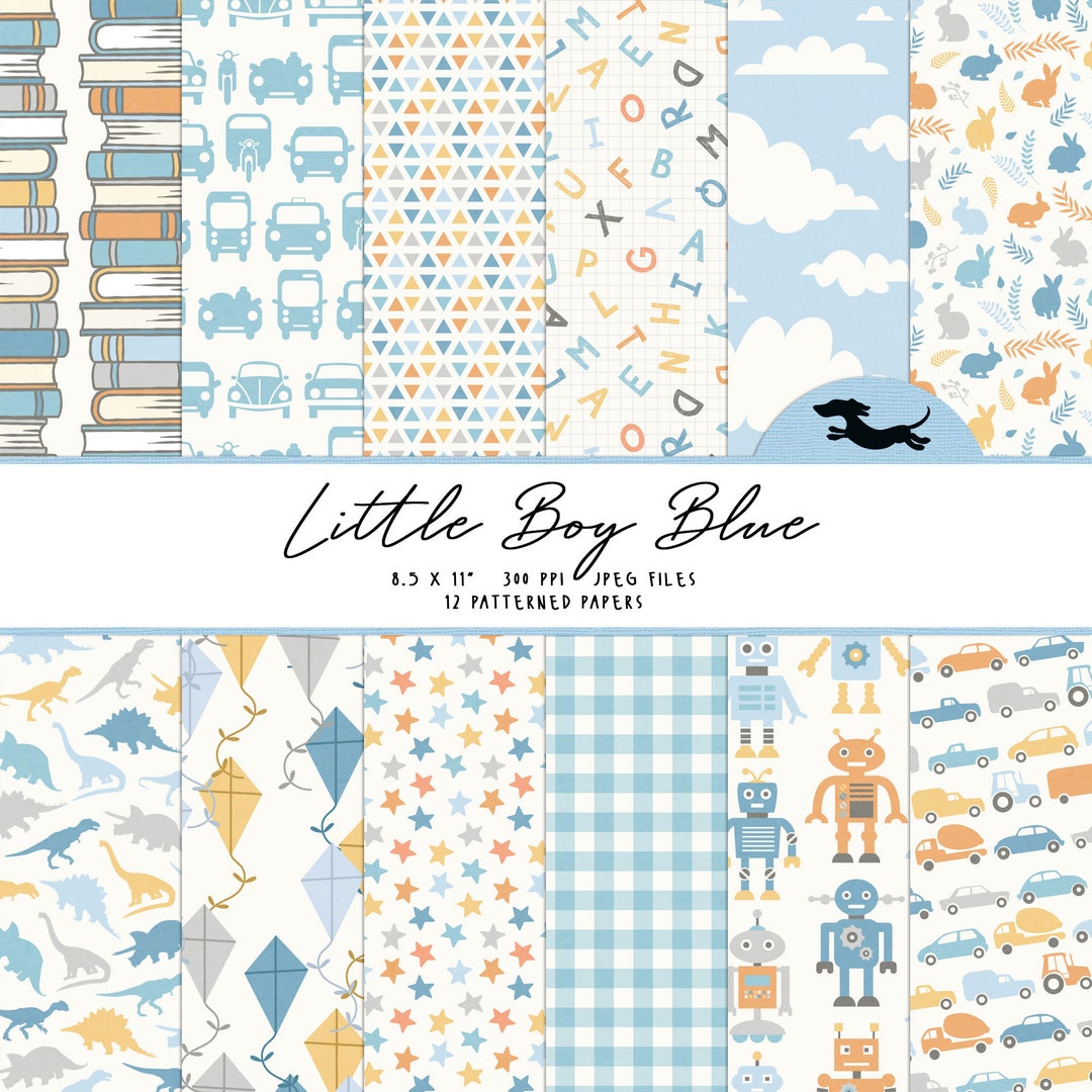 Baby Boy Digital Paper, Scrapbook Paper, Blue Baby Pattern, Printable ...