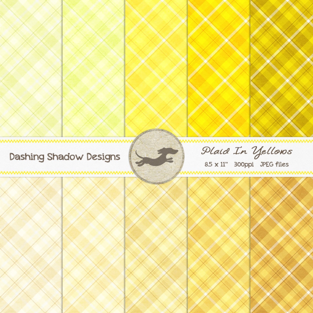 Digital Printable Scrapbook Craft Paper A4 Plaid in Yellow and Gold ...