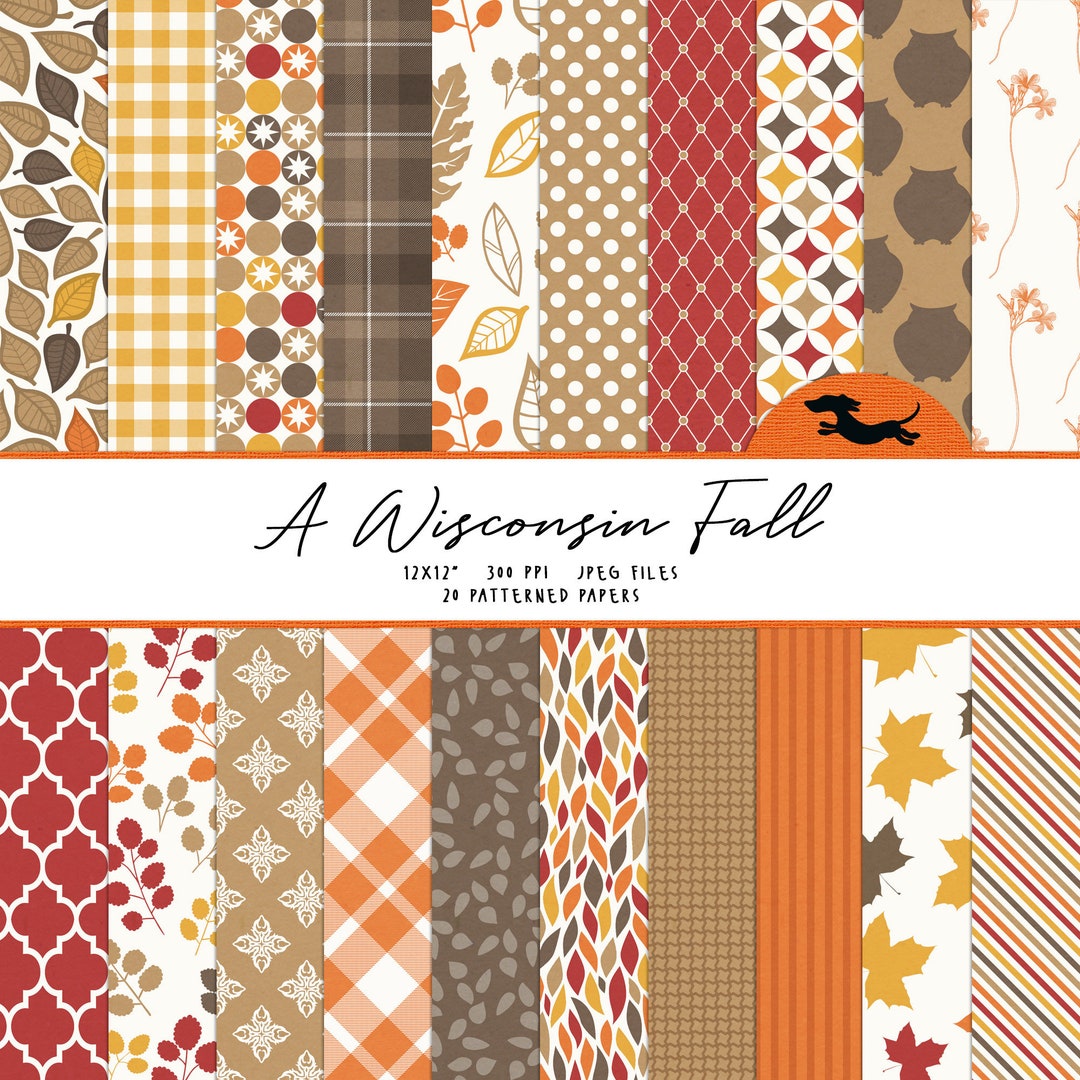 Fall Digital Paper, Scrapbook Paper, Autumn Pattern, Printable ...