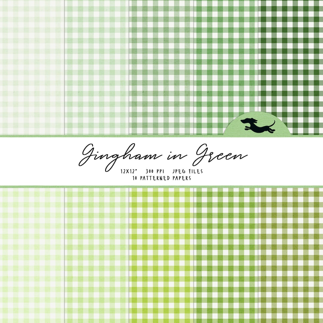 Green Gingham Digital Paper, Scrapbook Paper, Gingham Pattern ...