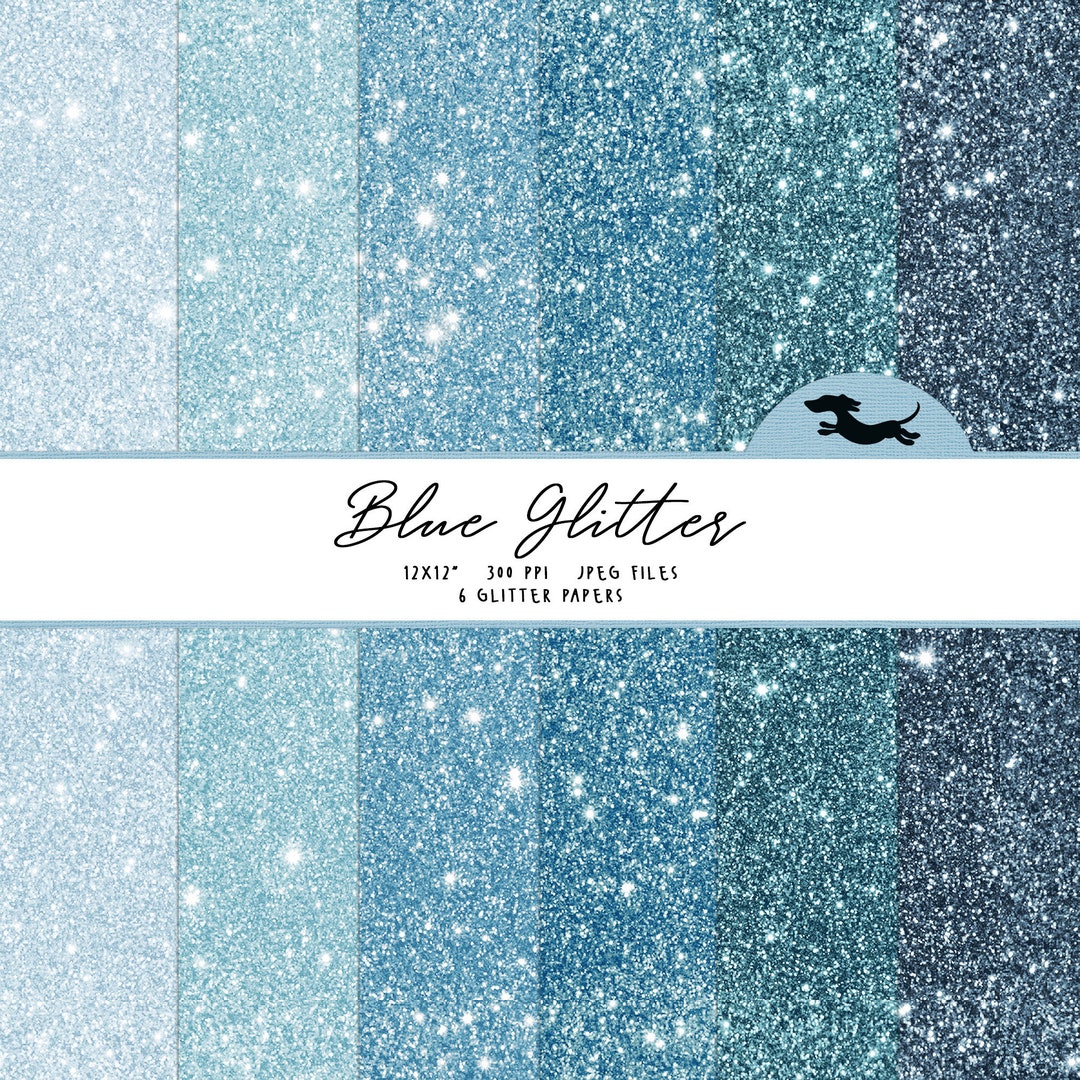 Blue Glitter Digital Paper, Scrapbook Paper, Printable Glitter Paper ...