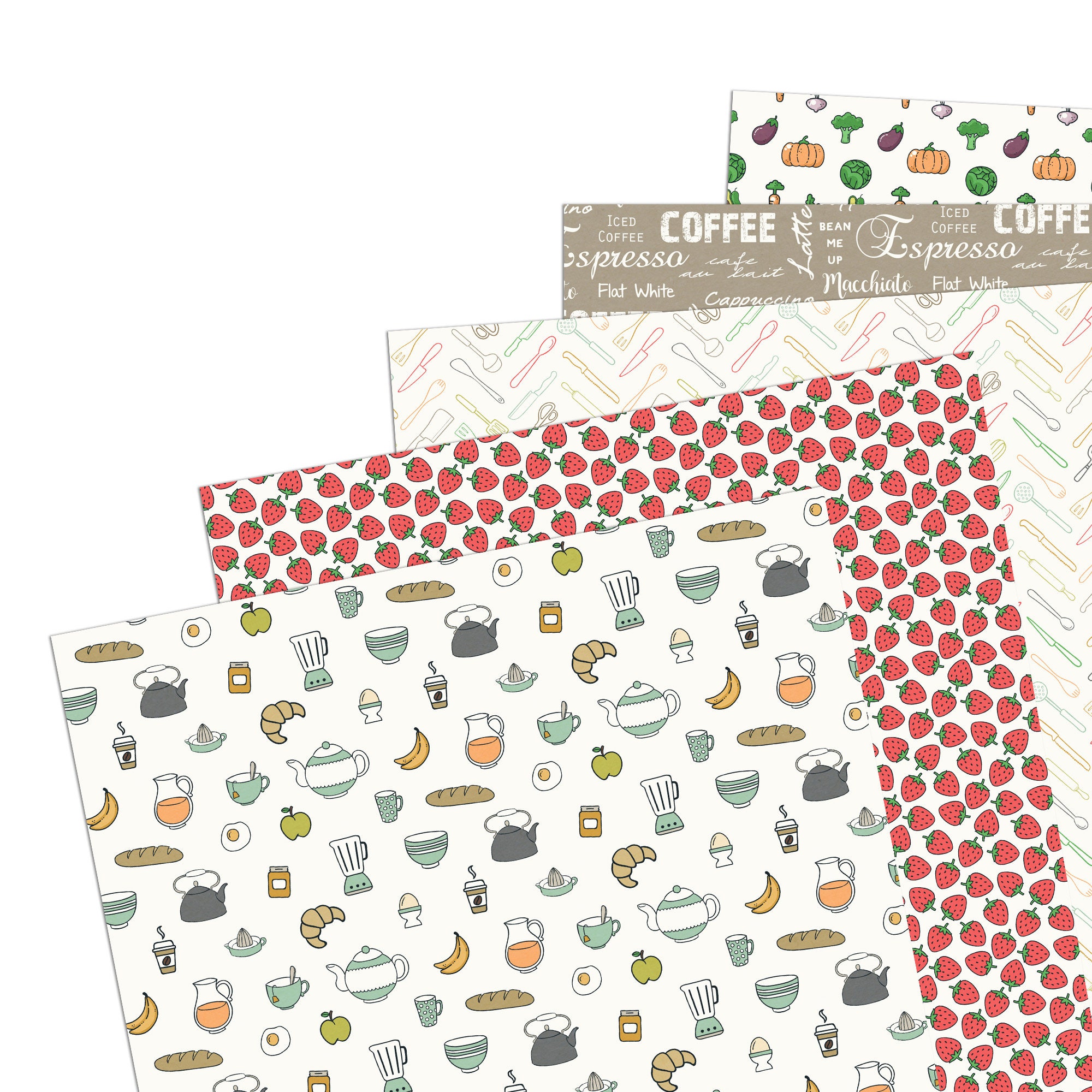 Kitchen Digital Paper, Scrapbook Paper, Printable Paper, Cooking ...