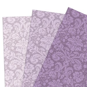 Purple Damask Digital Paper, Scrapbook Paper, Damask Pattern, Printable ...