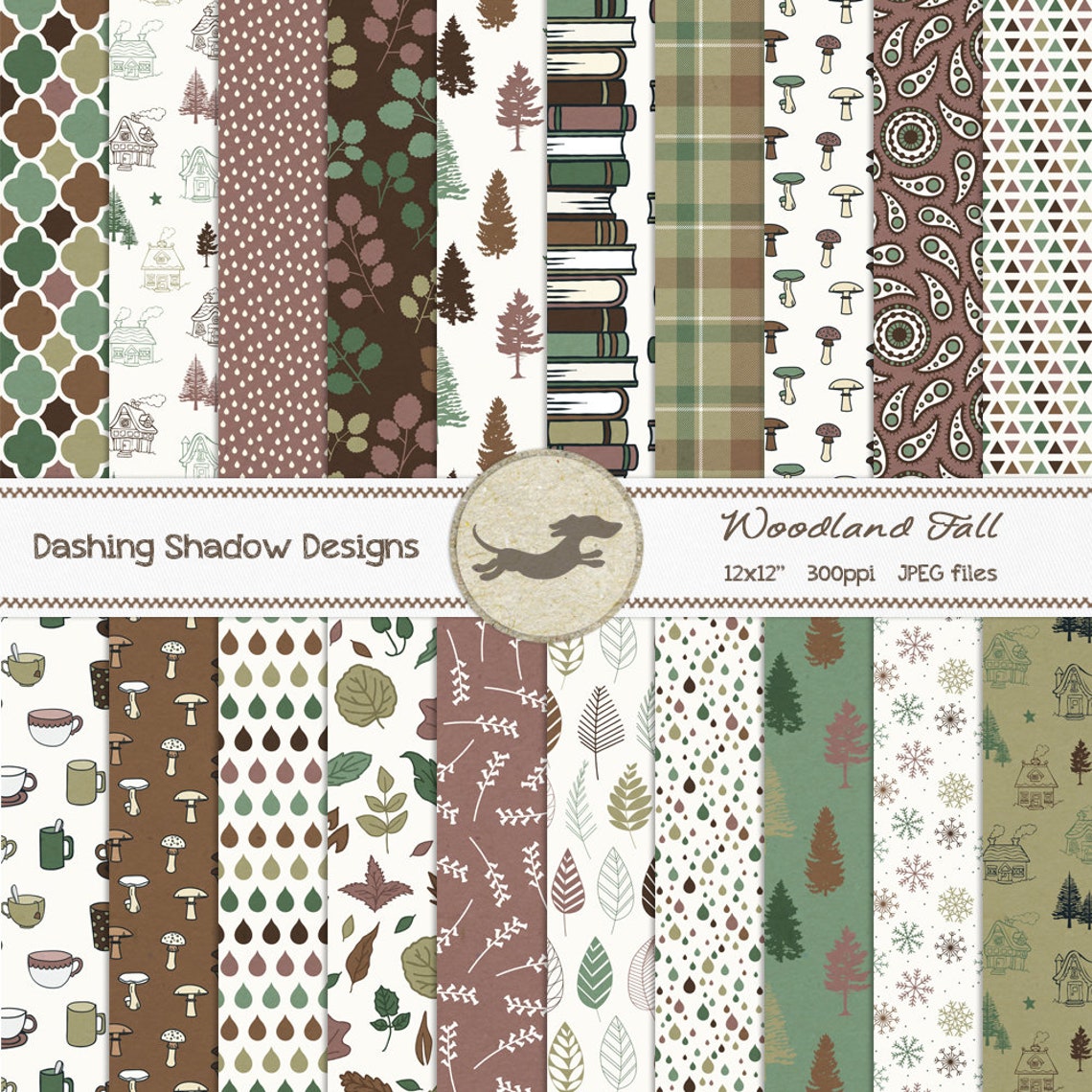 Digital Printable Scrapbook Craft Paper Woodland Fall - Etsy Australia