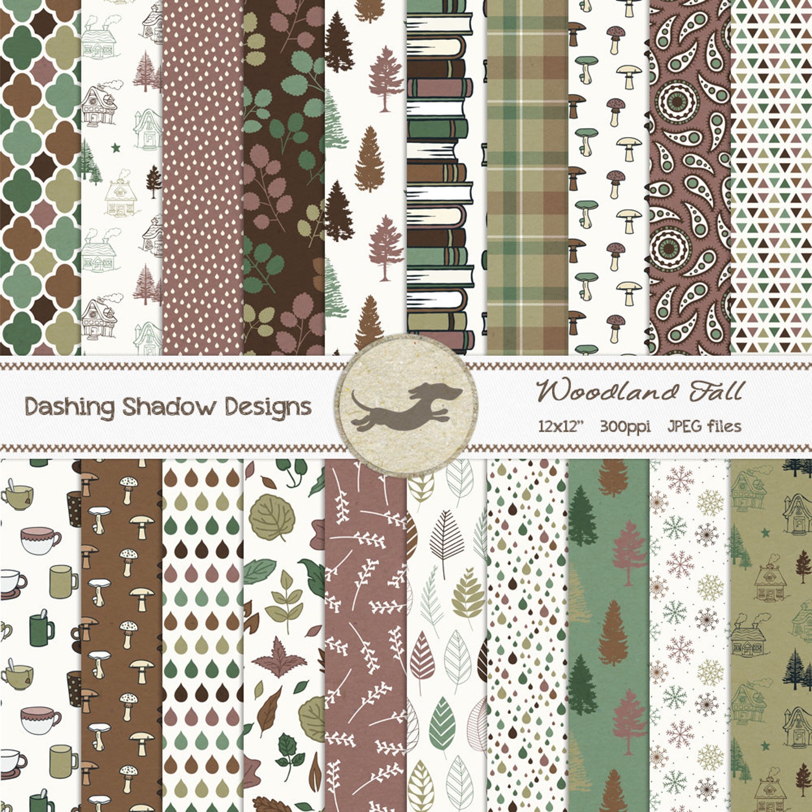 Digital Printable Scrapbook Craft Paper Woodland Fall - Etsy Australia