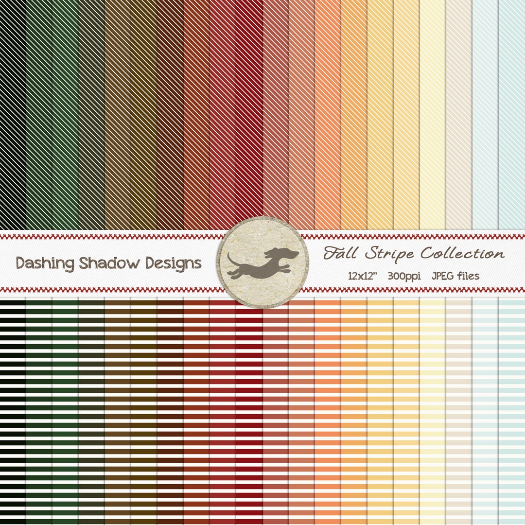Digital Printable Scrapbook Craft Paper Fall Stripe Collection Seamless ...
