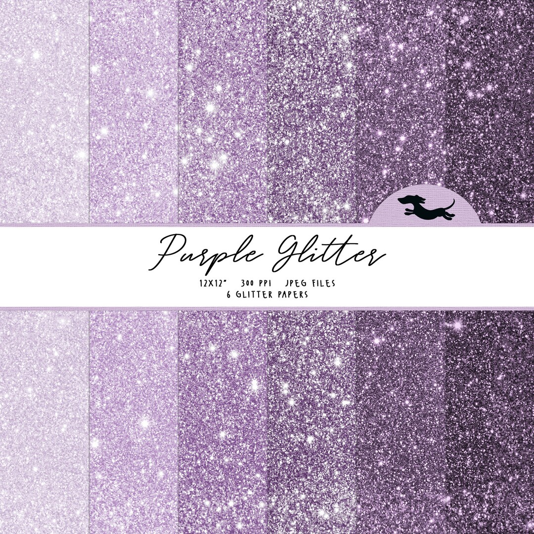 Purple Glitter Digital Paper, Scrapbook Paper, Glitter Pattern ...