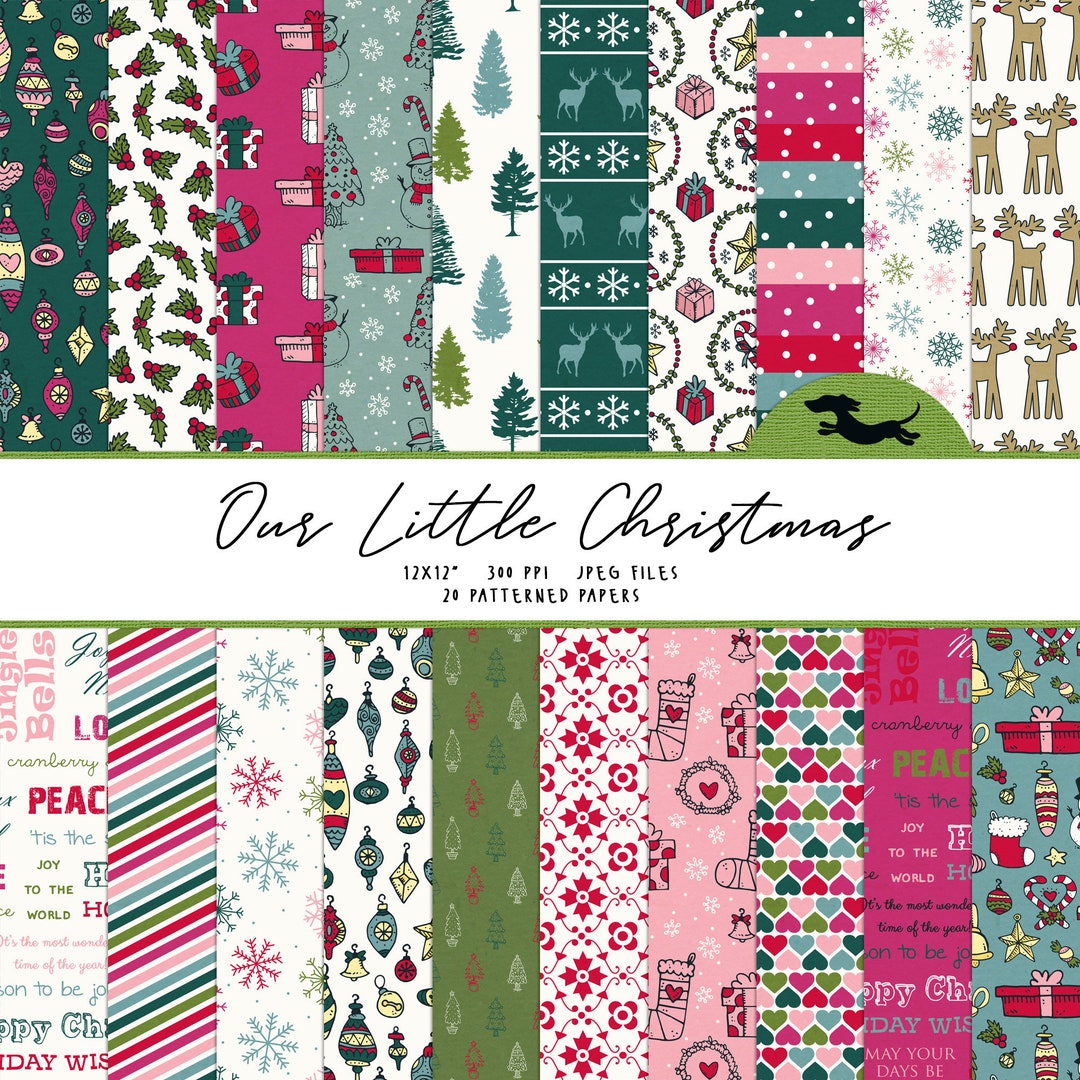 Christmas Digital Paper, Scrapbook Paper, Bright Christmas Paper ...