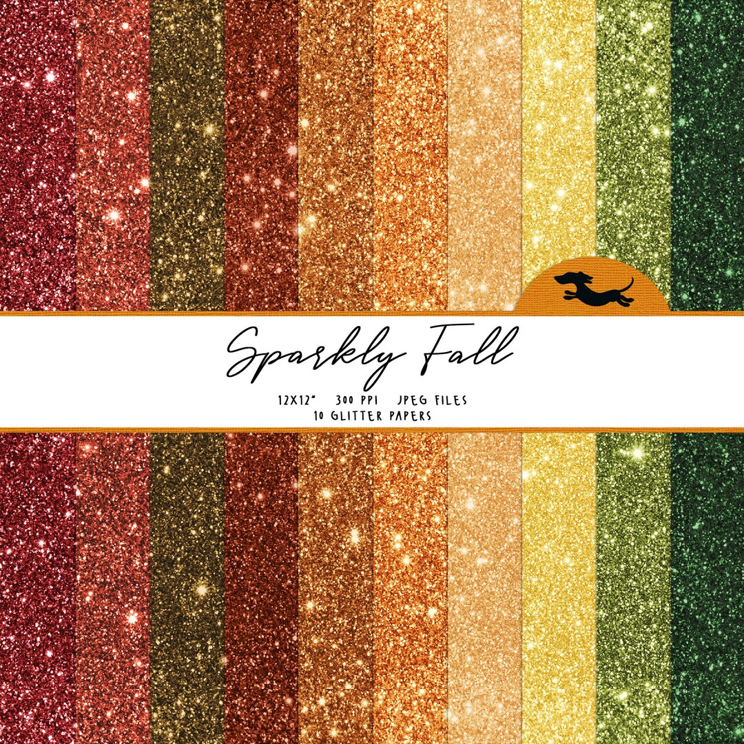 Fall Glitter Digital Paper, Scrapbook Paper, Printable Glitter Paper ...