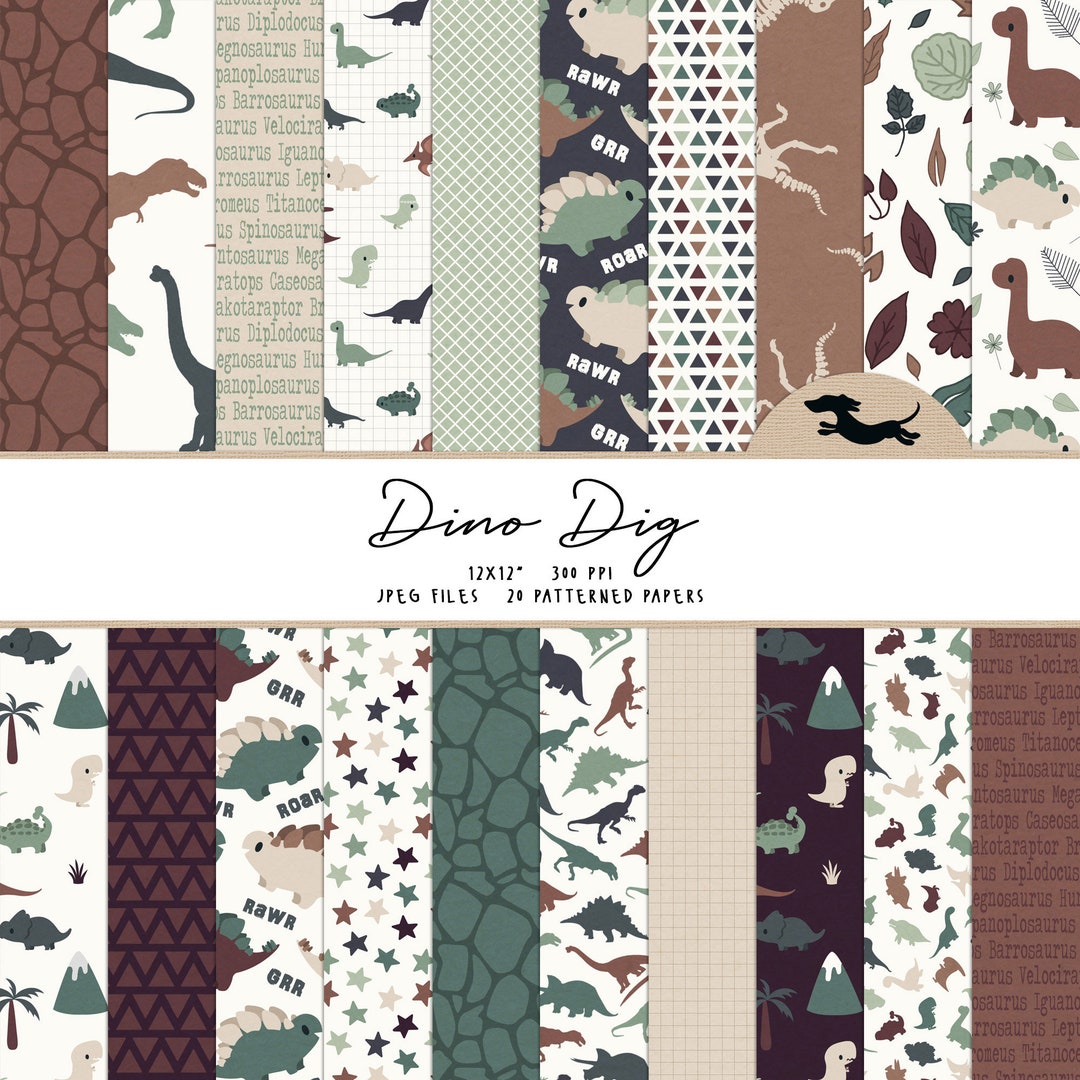 Dinosaur Digital Paper, Scrapbook Paper, Dinosaur Pattern, Printable ...