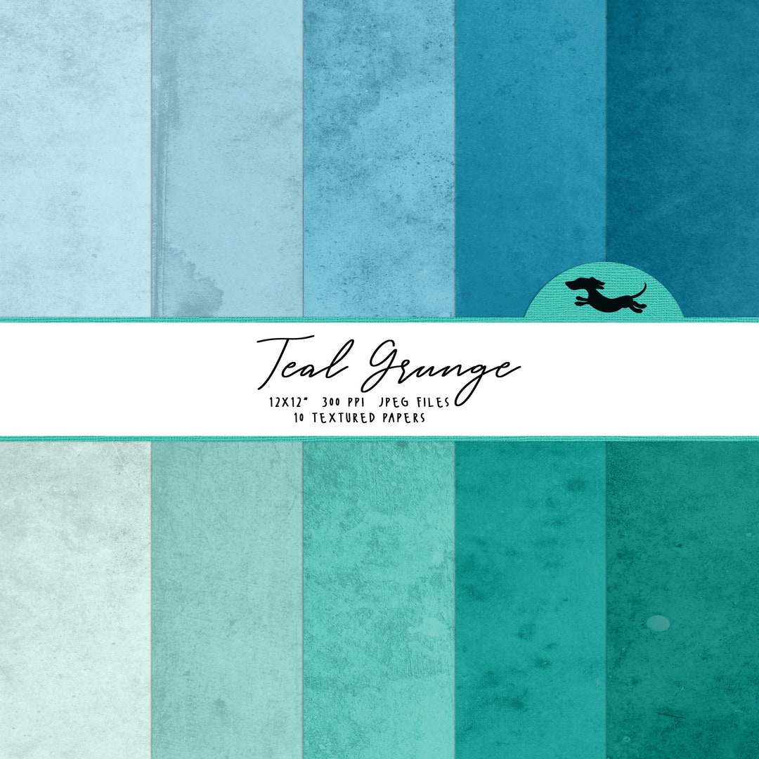 Teal Grunge Digital Paper, Scrapbook Paper, Turquoise Printable ...