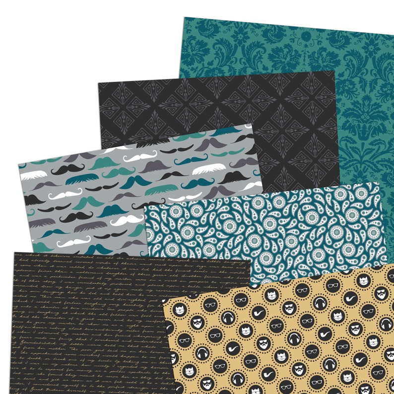 Masculine Digital Paper, Scrapbook Paper, Printable Scrapbook Paper for ...