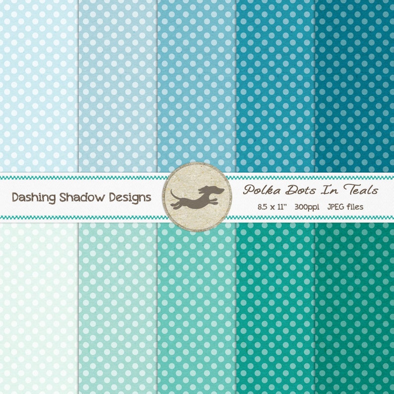 Digital Printable Scrapbook Craft Paper A4 Polka Dots in Teal Blue ...