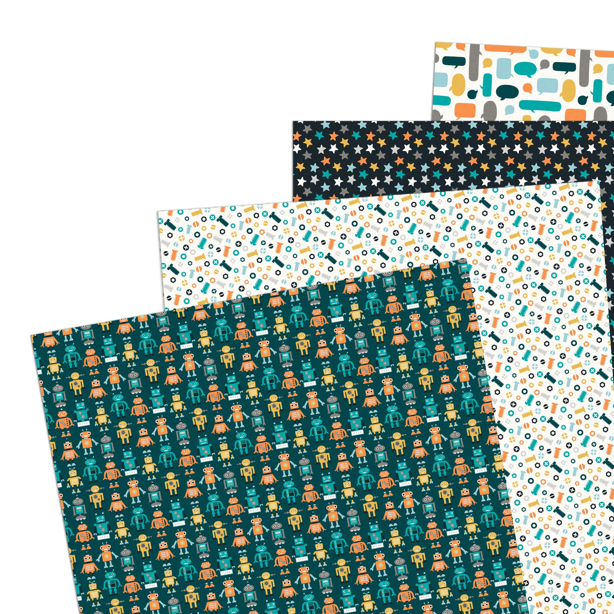 Robot Digital Paper, Scrapbook Paper, Robot Pattern, Printable ...