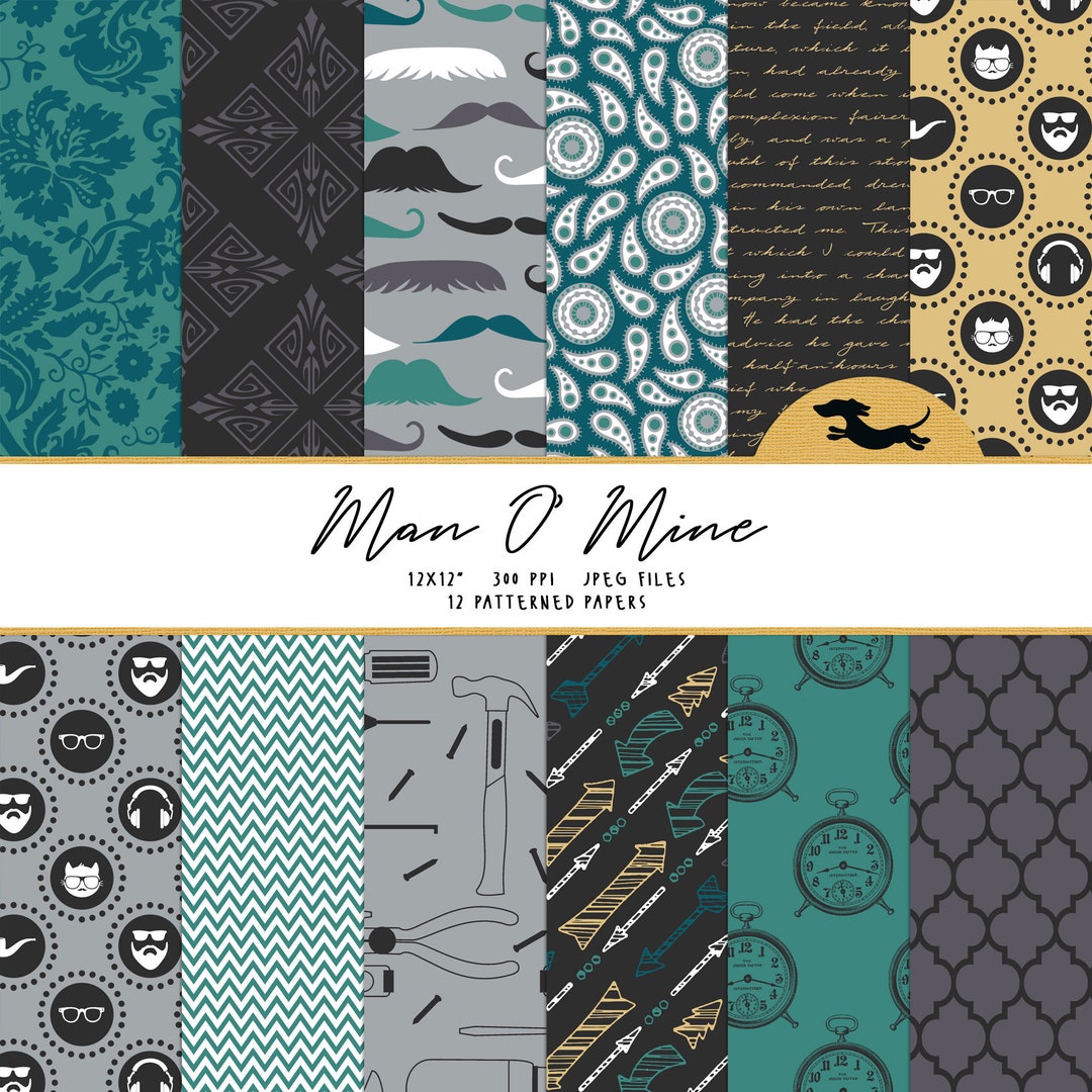 Masculine Digital Paper, Scrapbook Paper, Printable Scrapbook Paper for ...