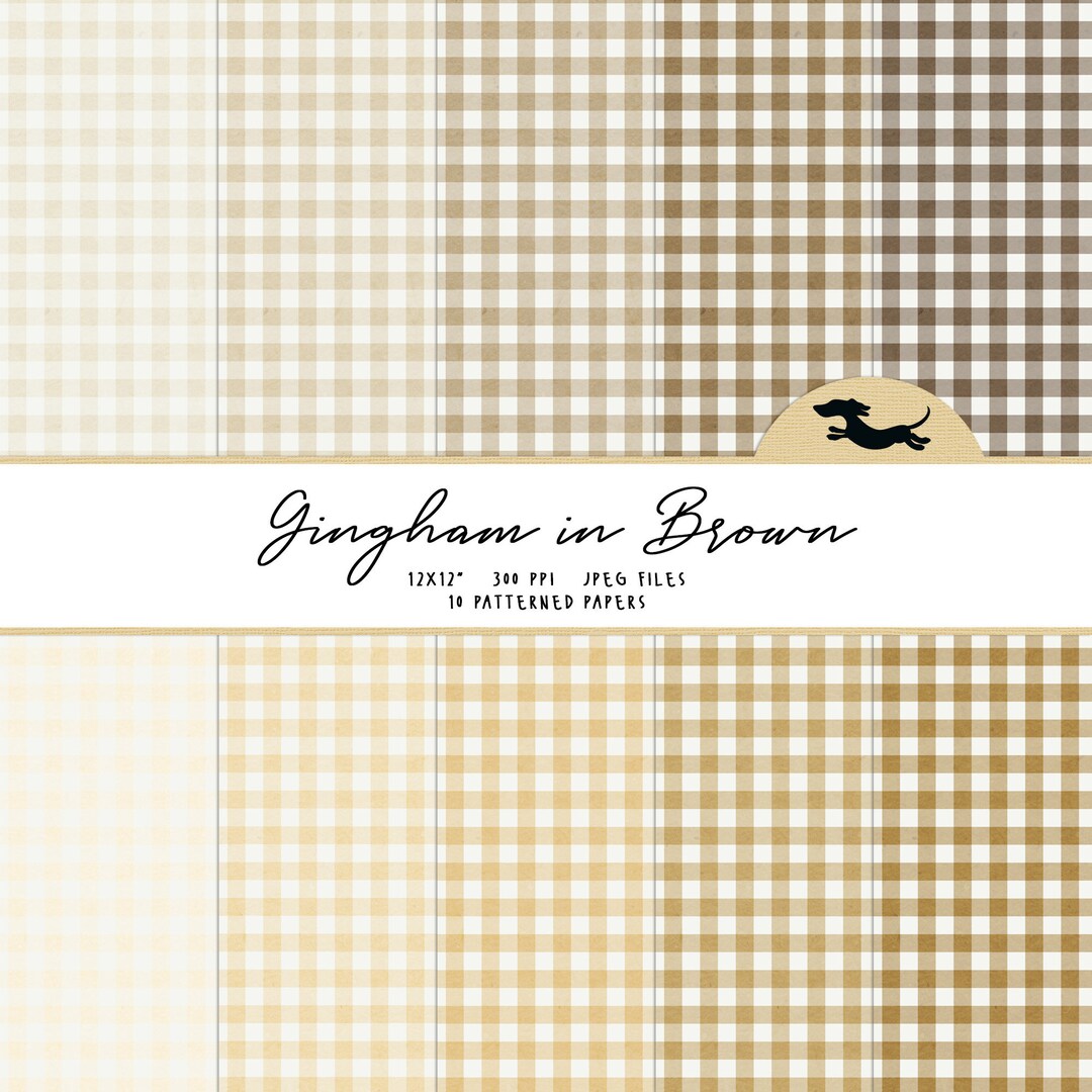 Brown Gingham Digital Paper, Scrapbook Paper, Gingham Pattern ...