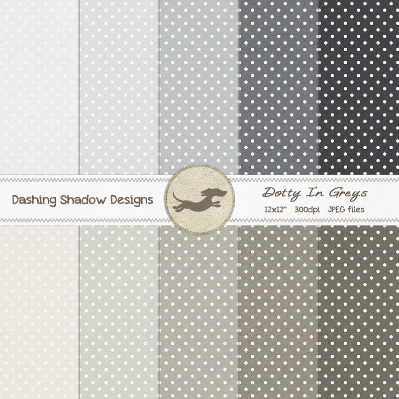 Digital Printable Scrapbook Craft Paper Dotty in Grey Shades - Etsy ...
