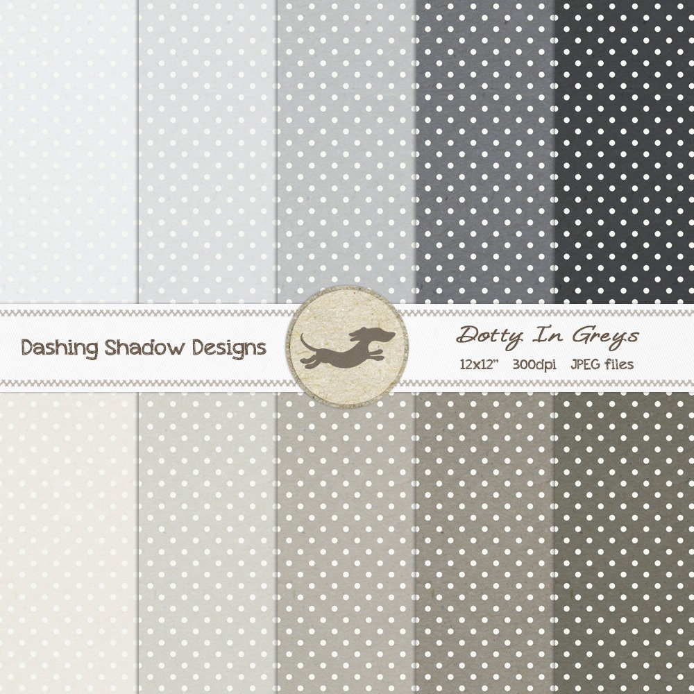 Digital Printable Scrapbook Craft Paper Dotty in Grey Shades - Etsy ...