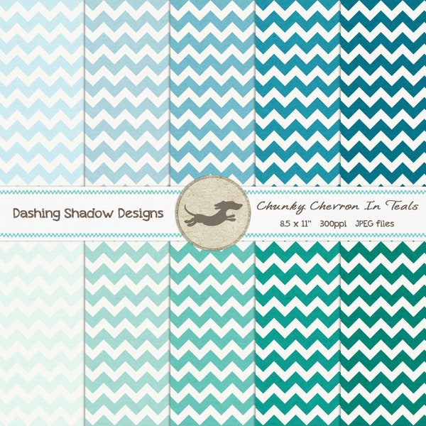 Aqua Chevron Sheet - Etsy