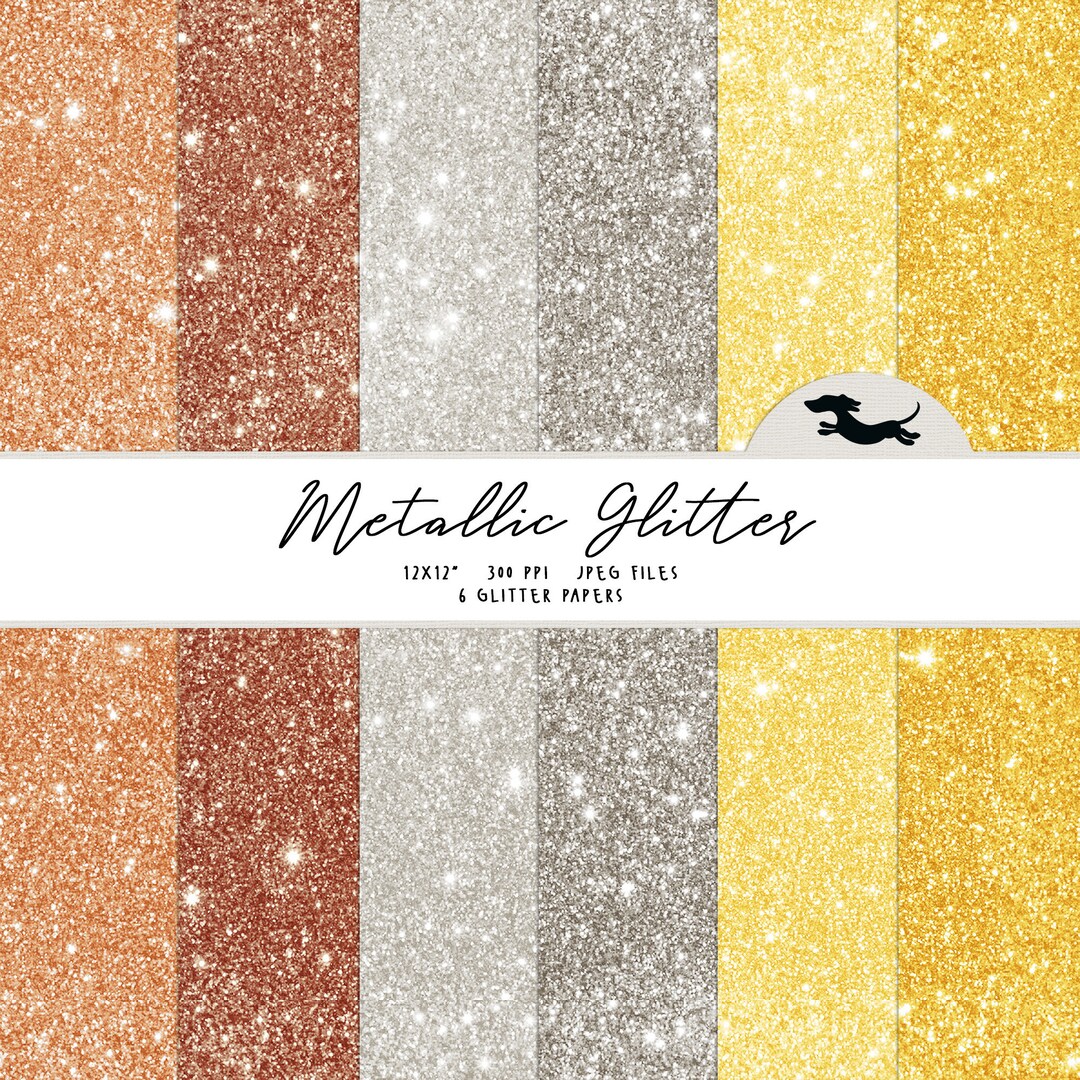 Metallic Glitter Digital Paper, Scrapbook Paper, Silver Glitter Paper ...