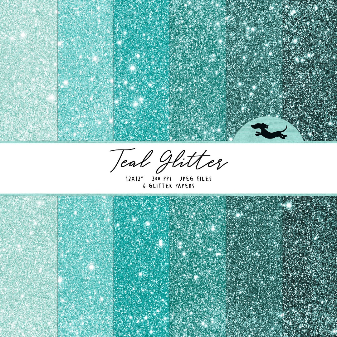 Teal Glitter Digital Paper, Scrapbook Paper, Glitter Pattern, Printable ...